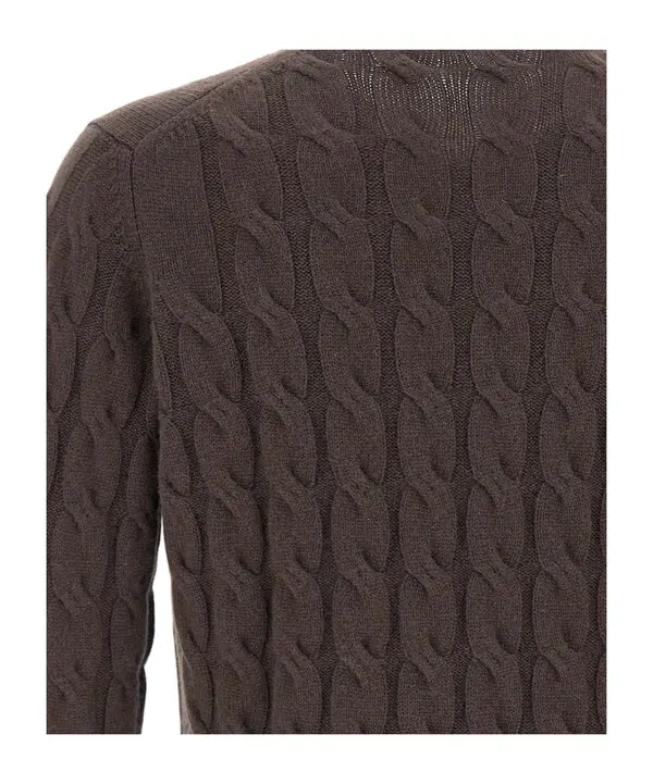 KANGRA Cable-knit Crew Neck Sweater - Black