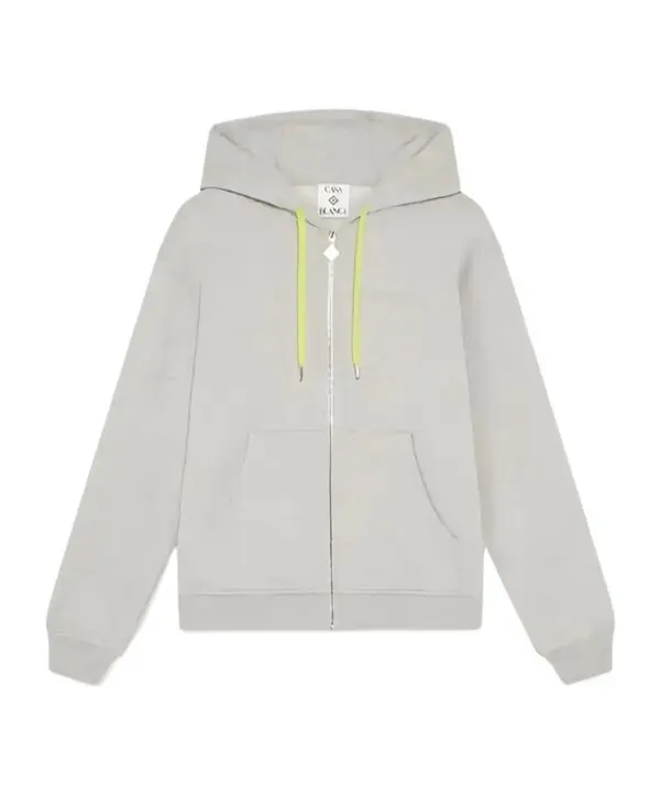 Casablanca Drawstring Zip-up Hoodie - Grey