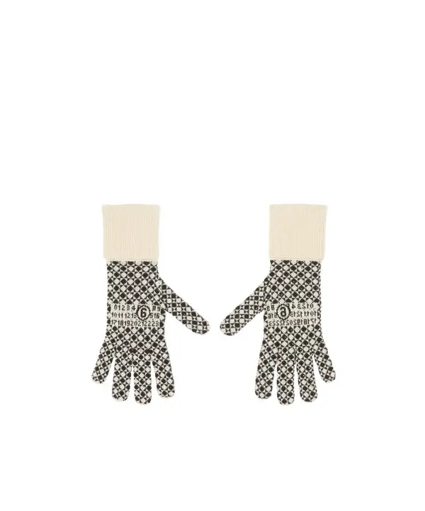 MAISON MARGIELA Jacquard Pattern Gloves - White