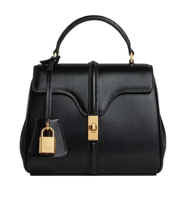 Celine Mini 16 In Satinated Calfskin - Black