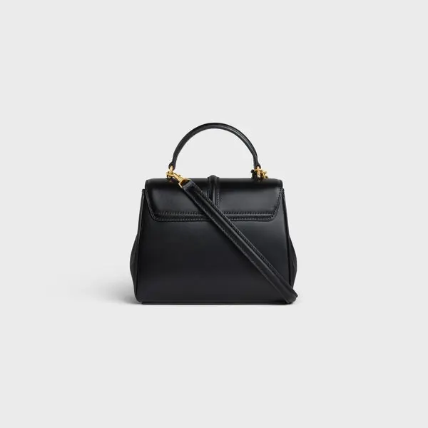 Celine Mini 16 In Satinated Calfskin - Black