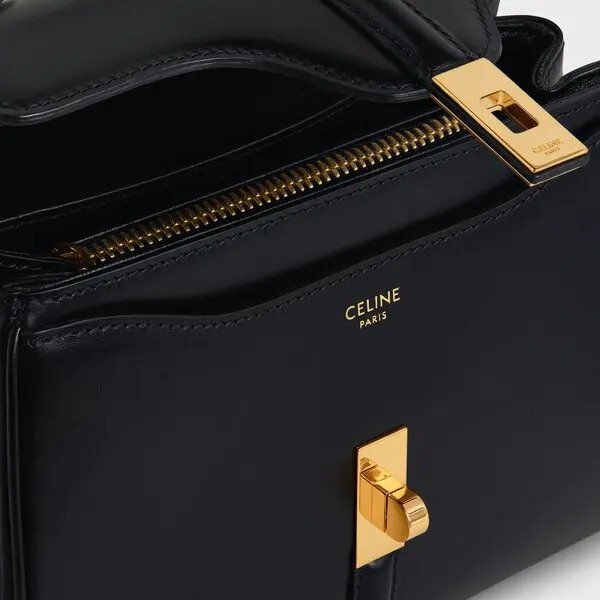 Celine Mini 16 In Satinated Calfskin - Black