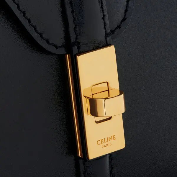 Celine Mini 16 In Satinated Calfskin - Black