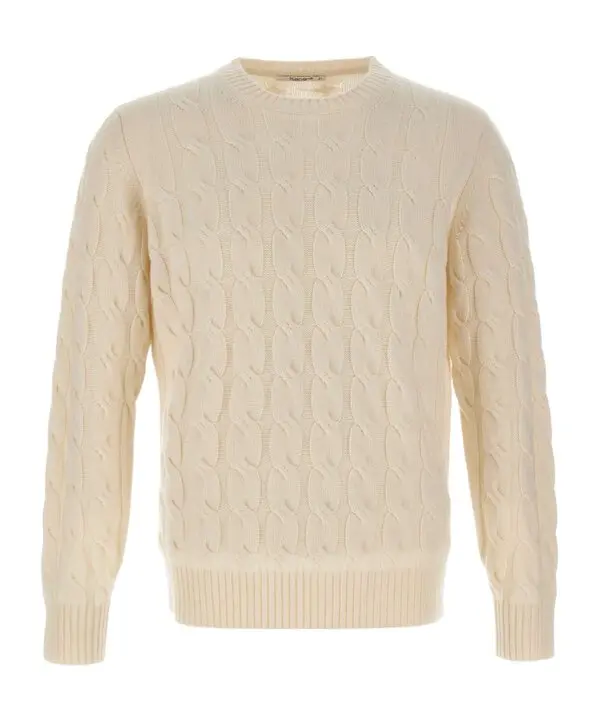 KANGRA Cable Knit Crew Neck Sweater - Nude