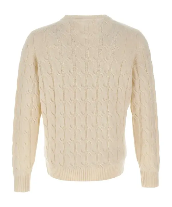 KANGRA Cable Knit Crew Neck Sweater - Nude