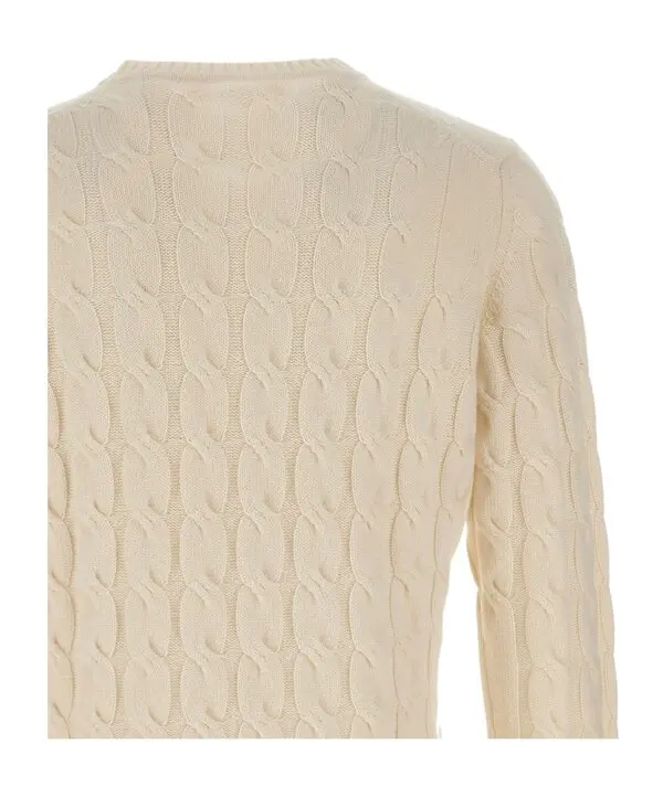 KANGRA Cable Knit Crew Neck Sweater - Nude
