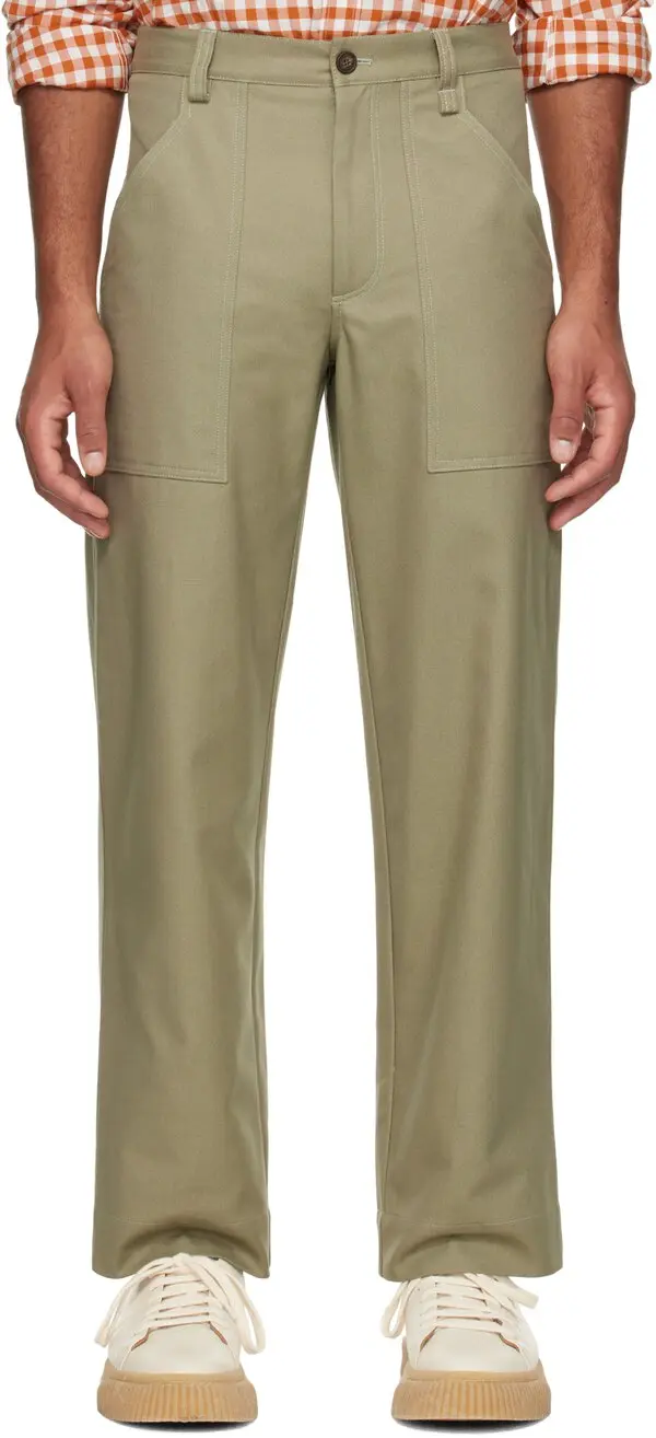 Maison Kitsuné Logo Embroidered Workwear Trousers