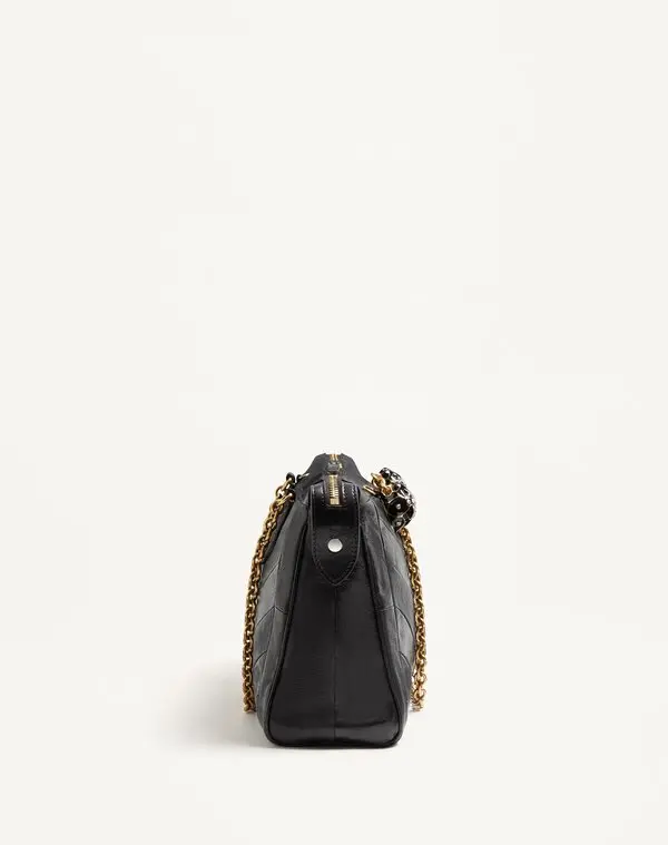 Valentino Garavani Panthea Chevron Patterned Zip-up Shoulder Bag - Black