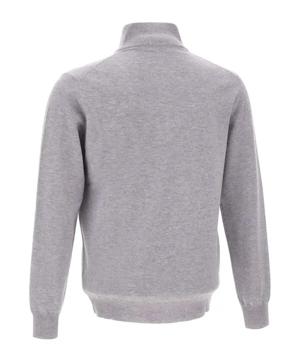KANGRA Half Zip Stand Collar Knitted Sweater - Grey