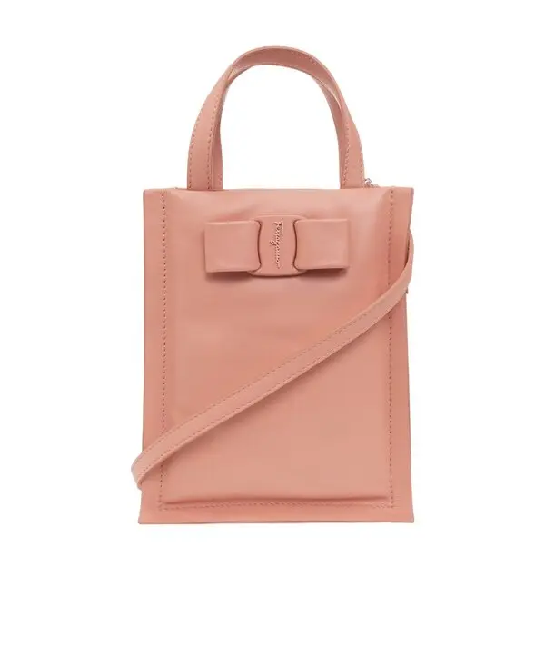 FERRAGAMO Button Bowknot Shoulder Bag - Nude