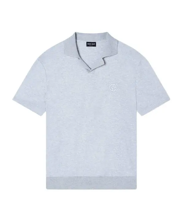 Giorgio Armani Logo Embroidered Polo Shirt - Grey