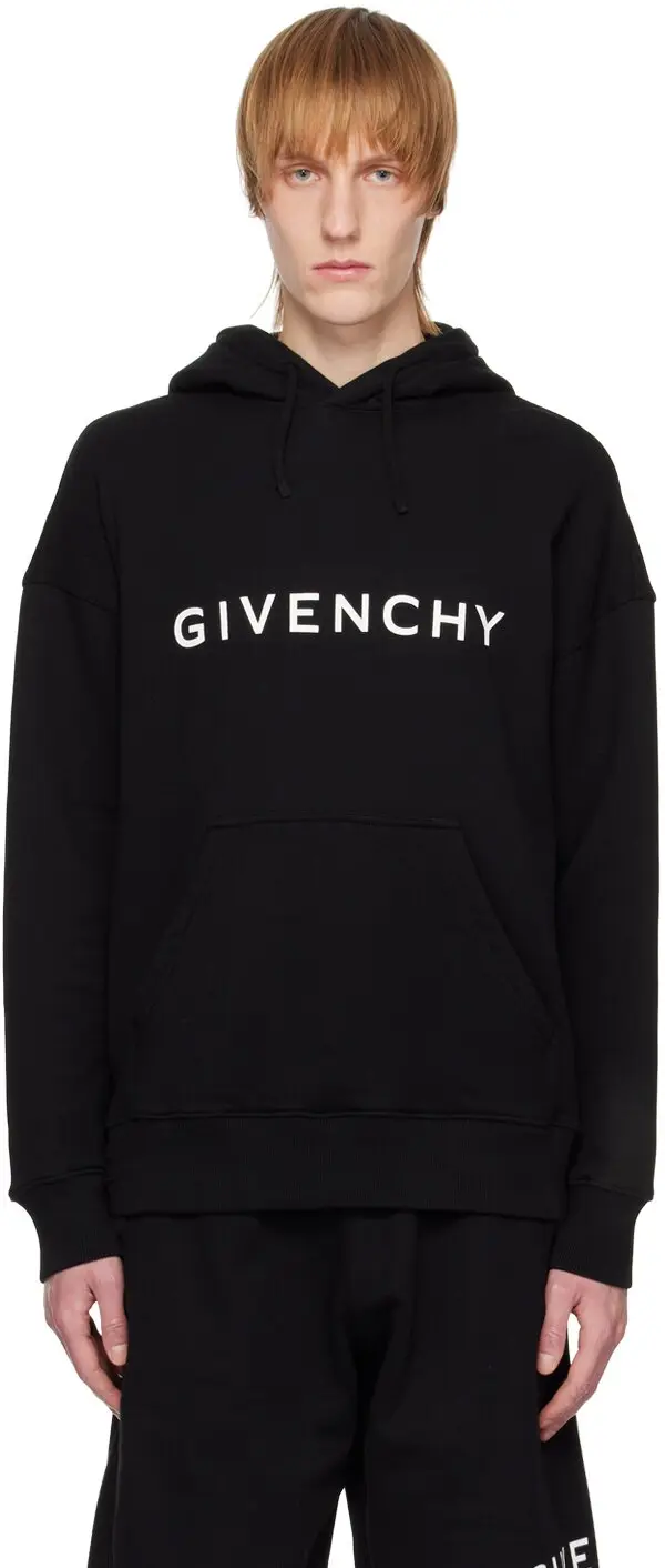 Givenchy Logo Drawstring Hoodie - Black
