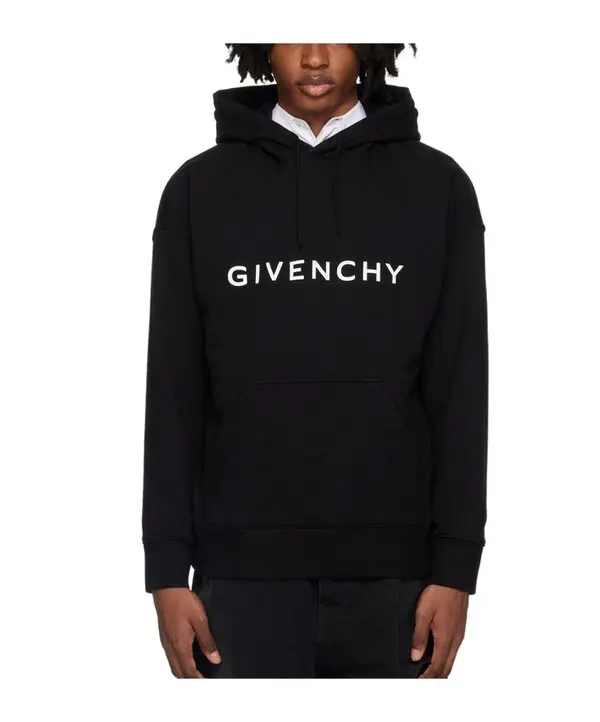 Givenchy Logo Drawstring Hoodie - Black