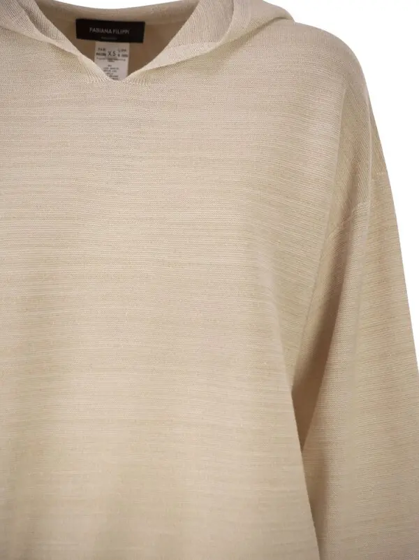 Fabiana Filippi Lurex Thread Hooded Jumper - Nude