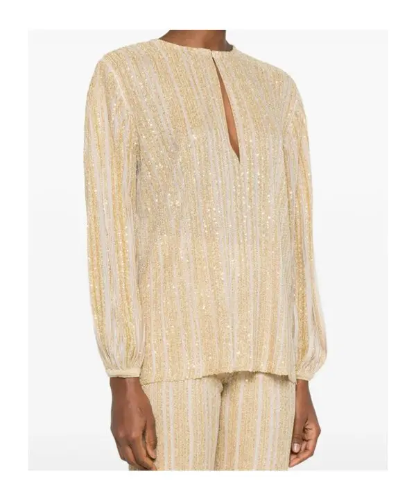 Missoni Embellished Crewneck Balloon-sleeved Blouse - Nude
