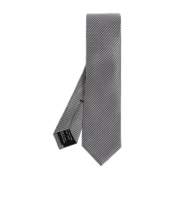 TOM FORD Geometric Pattern Neck Tie - Gray