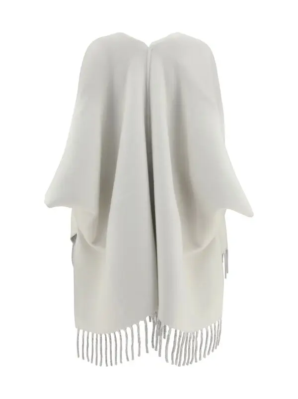 Brunello Cucinelli Knitted Cape With Fringed Edges