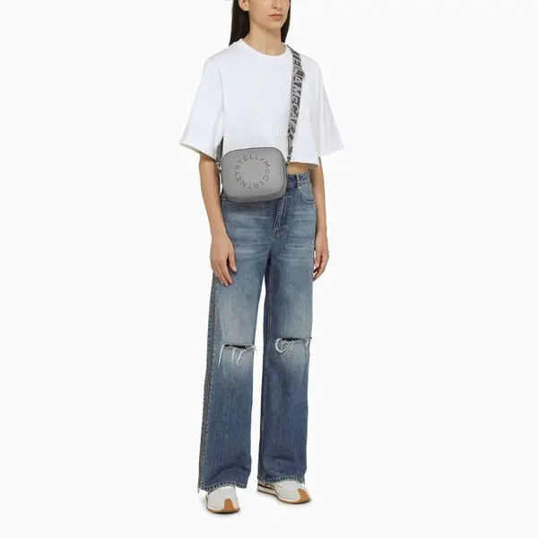 Stella McCartney Logo Perforated Crossbody Bag - Gray