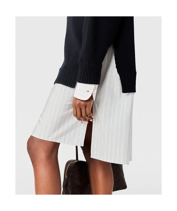 Stella McCartney Layered V-neck Sweater Dress With Shirting Details