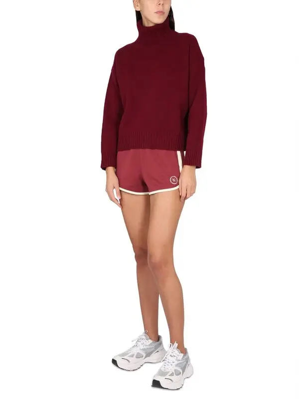 SPORTY  RICH Sporty & Rich Embroidered High Neck Ribbed Knit Sweater