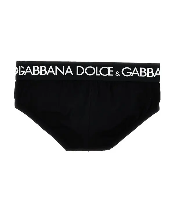 Dolce & Gabbana Dolce Gabbana Logo Printed Two-pack Briefs - Black