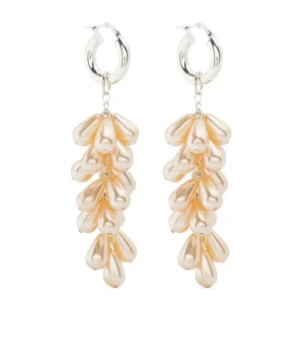 Magda Butrym Pearl Drop Hoop Earrings - Yellow