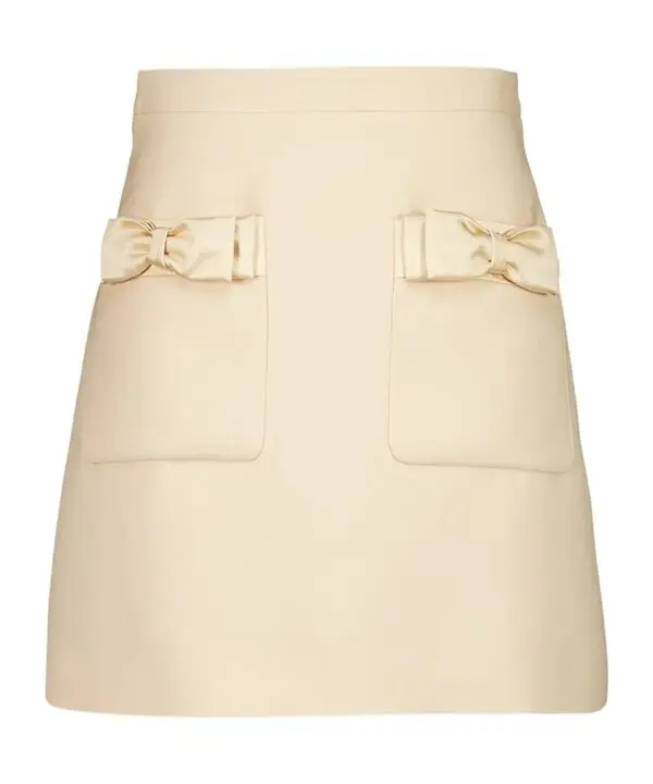 Valentino Garavani A-line Mini Skirt With Bow Detail - Nude