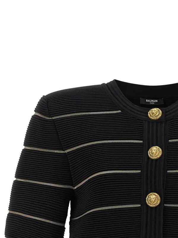 Balmain Striped Cropped Cardigan