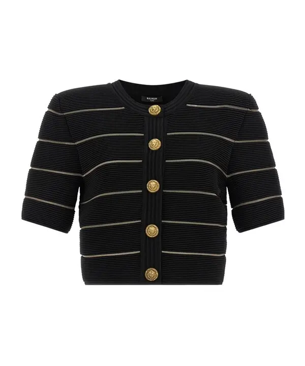 Balmain Striped Cropped Cardigan - No