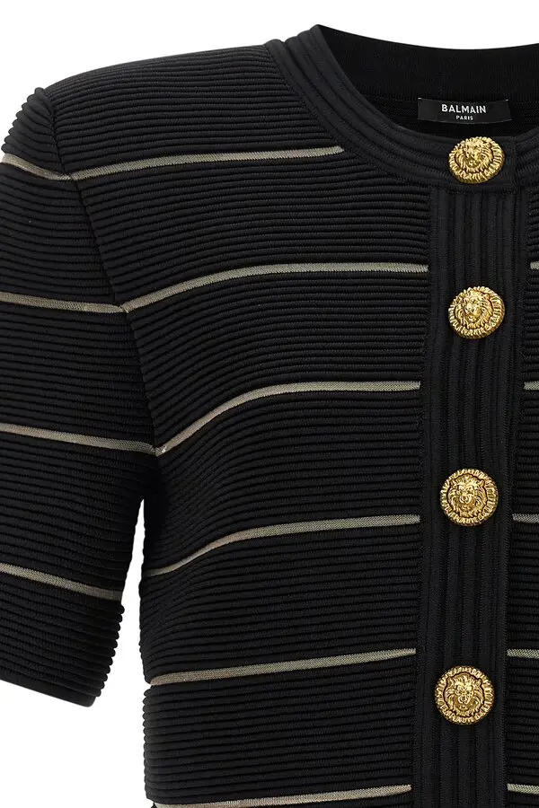 Balmain Striped Cropped Cardigan - No