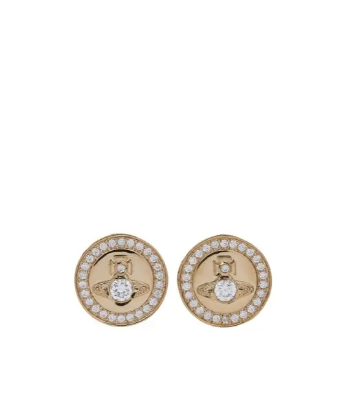 VIVIENNE WESTWOOD Gold Tone Orb Stud Earrings - Yellow