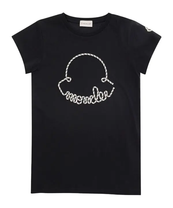 Moncler Logo Printed Crewneck T-shirt Dress - Black