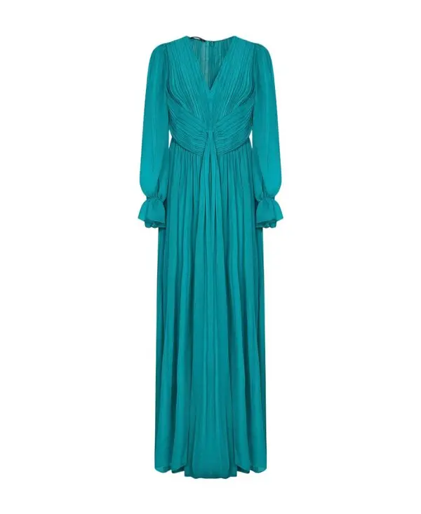 Alberta Ferretti Draped V-neck Maxi Dress
