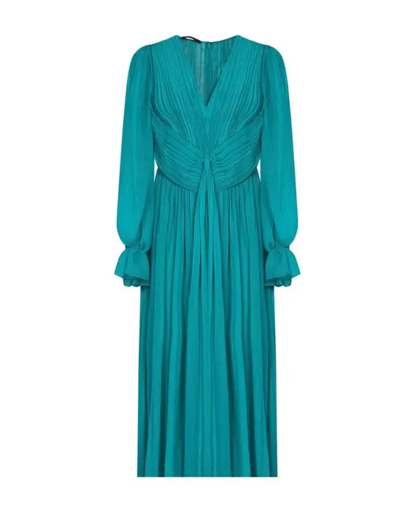 Alberta Ferretti Draped V-neck Maxi Dress