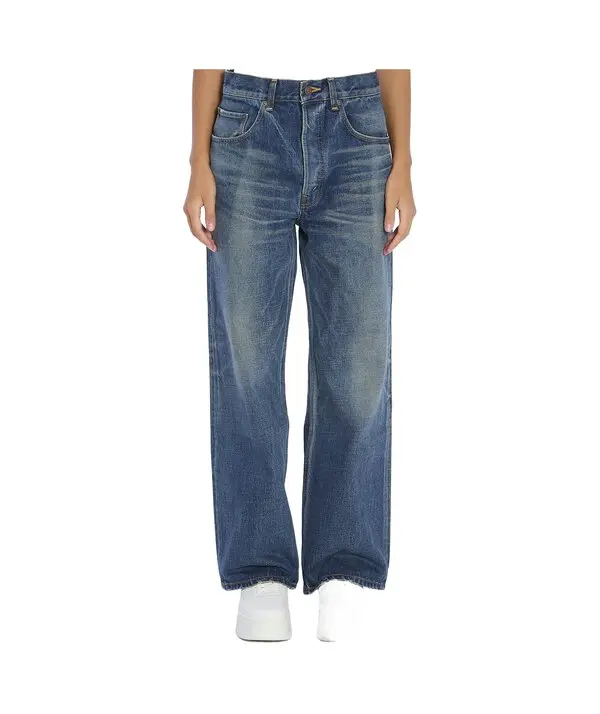 Celine Max Jeans In Dark Union Wash Denim