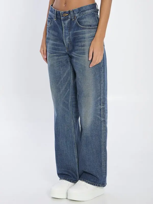 Celine Max Jeans In Dark Union Wash Denim
