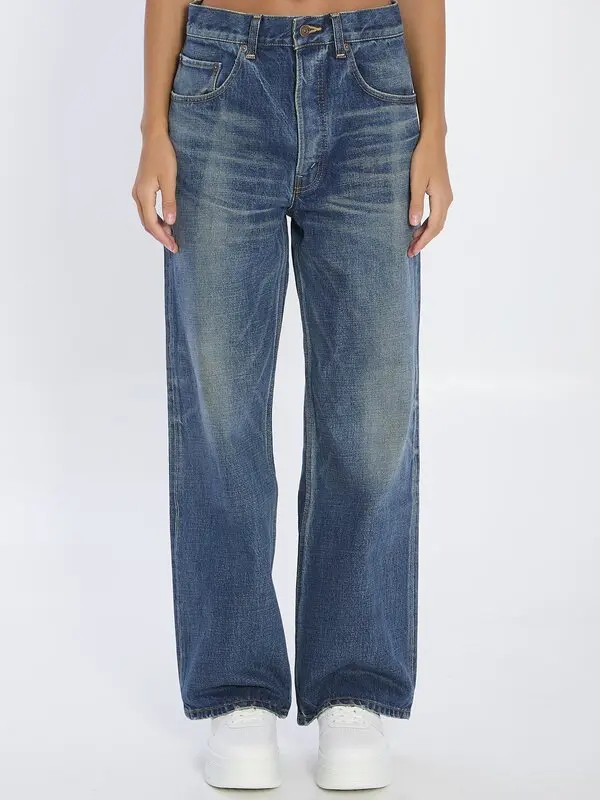Celine Max Jeans In Dark Union Wash Denim