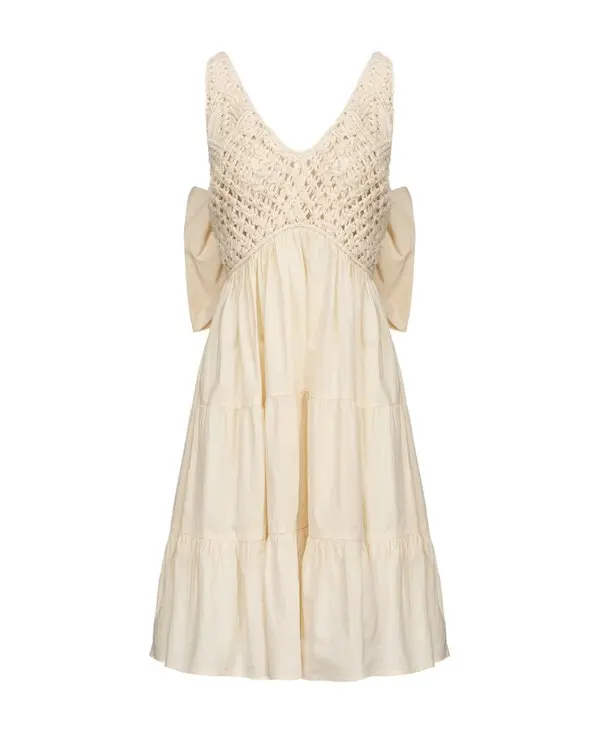 Pinko Maxi Bow Detailed Open Knit Mini Dress