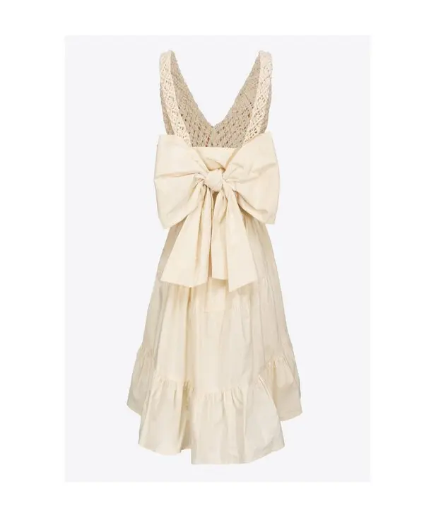 Pinko Maxi Bow Detailed Open Knit Mini Dress
