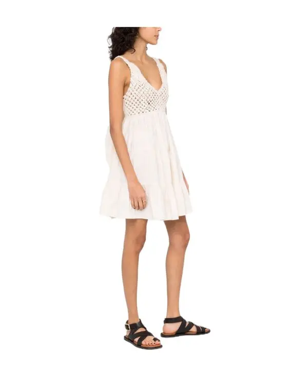 Pinko Maxi Bow Detailed Open Knit Mini Dress