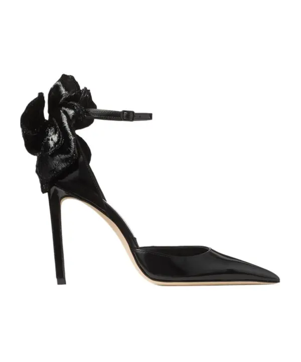 JIMMY CHOO 100mm Marja Bow Ankle-strap Pumps - Black
