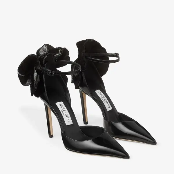 JIMMY CHOO 100mm Marja Bow Ankle-strap Pumps - Black