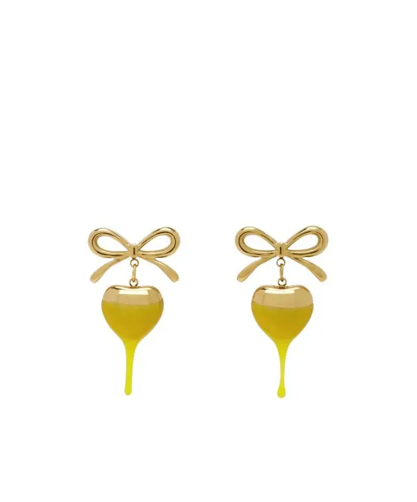 Ottolinger Bow Heart Earrings - Mustard Yellow