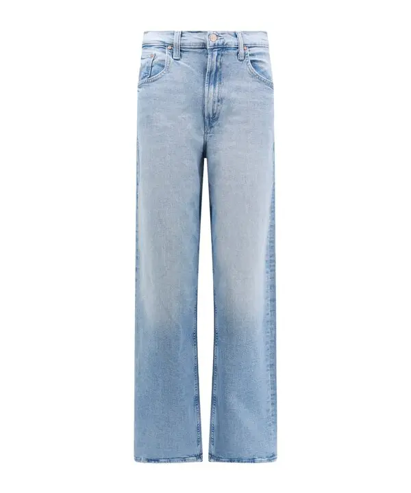 MOTHER High Waisted Spinner Zip Heel Jeans - Blue