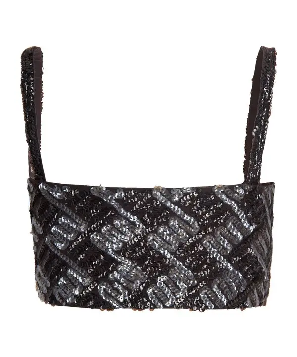 P.a.r.o.s.h Sequin Embellished Cropped Spaghetti Strap Top