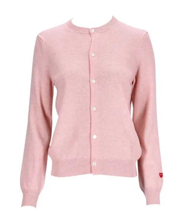 Comme Des Garçons Heart Patch Buttoned Cardigan - Pink