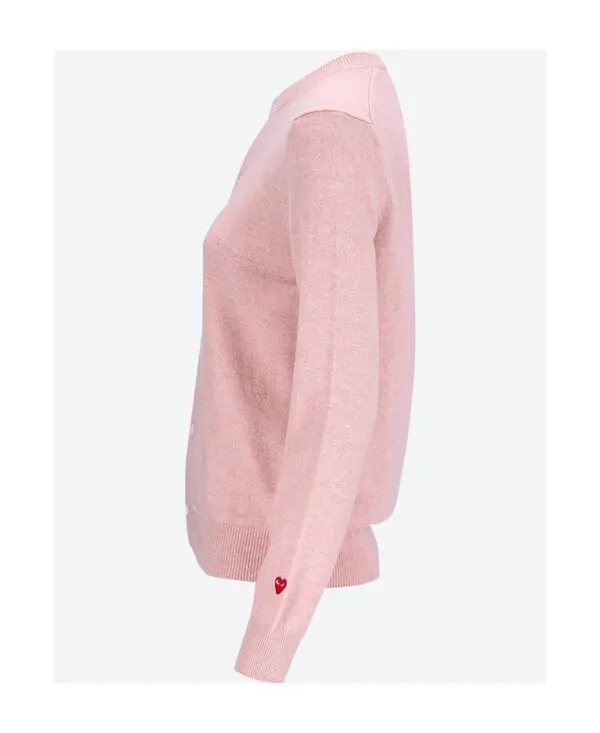 Comme Des Garçons Heart Patch Buttoned Cardigan - Pink