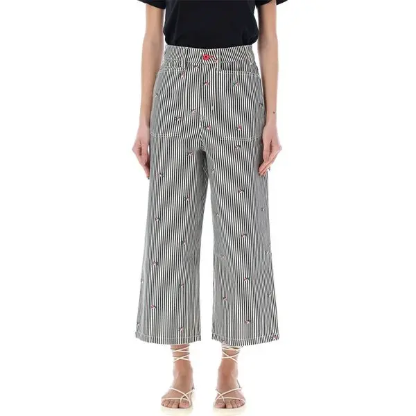 Kenzo Striped Wide-leg Jeans - Gray