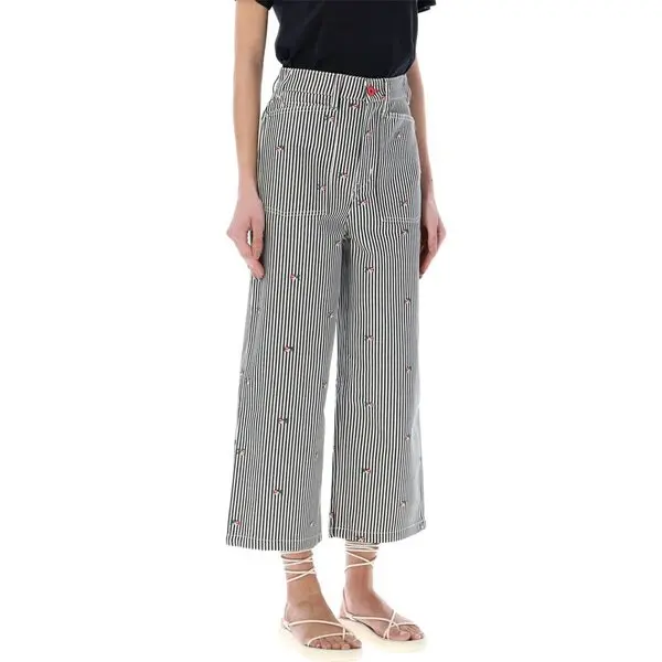 Kenzo Striped Wide-leg Jeans - Gray