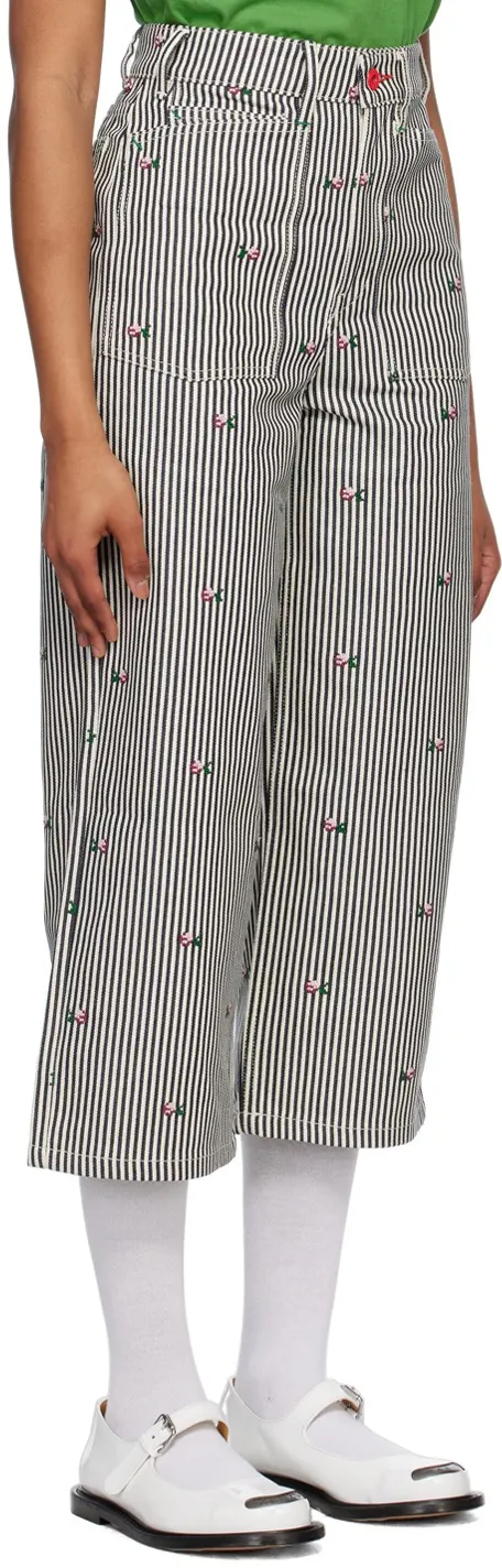 Kenzo Striped Wide-leg Jeans - Gray
